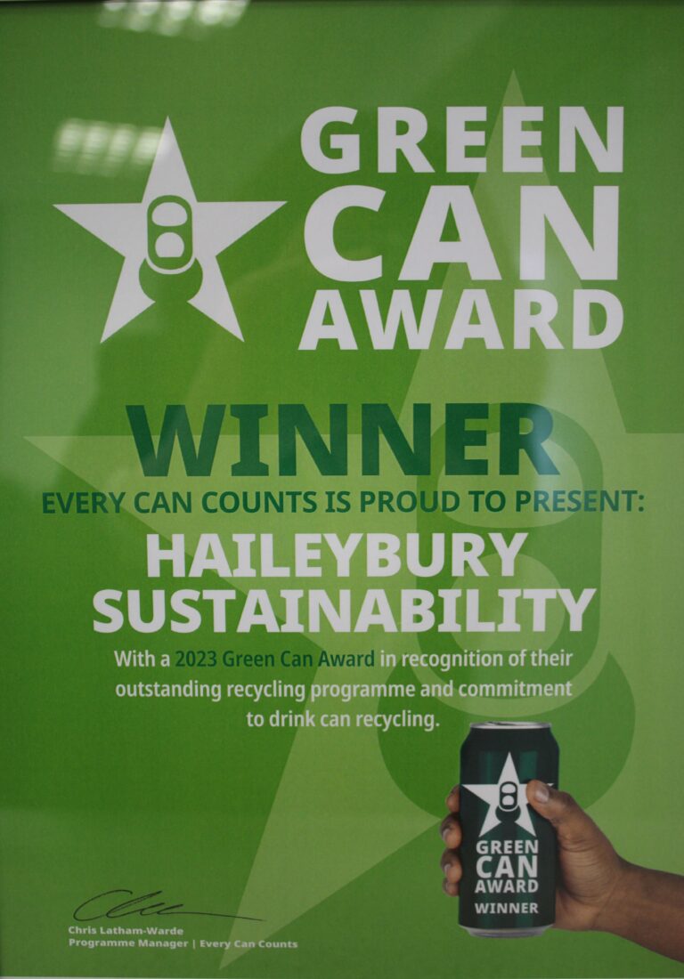 Haileybury presented with a Green Can Award in recognition of pupils ...